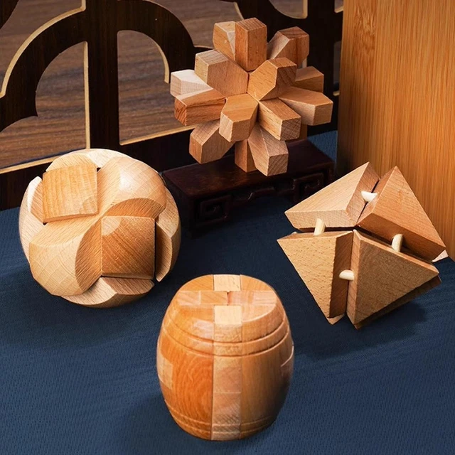 WOODEN BRAIN TEASER Puzzles 6 Pack, Mind Game, Educational Toy Gift ...