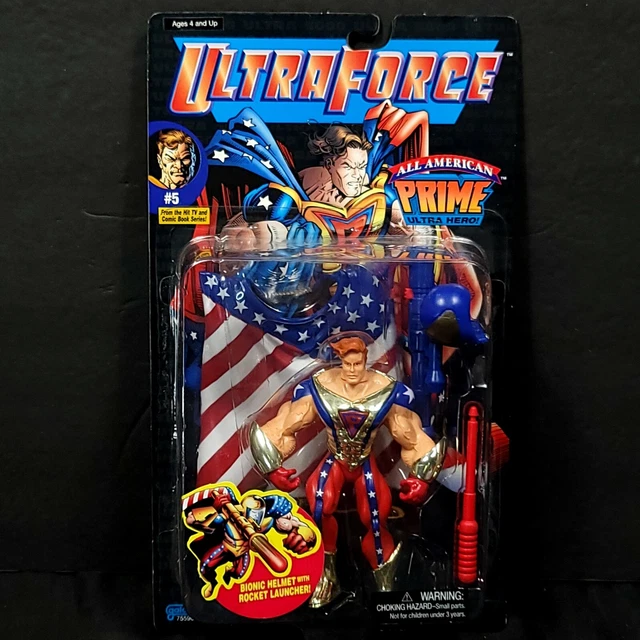 VINTAGE 1995 ULTRA Force All American Prime Figure Galoob Bionic Helmet ...