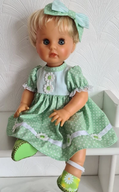 16&-17& FIRST LOVE/TINY Tears Doll - Green Pin Spot & Daisy Dress Set ...