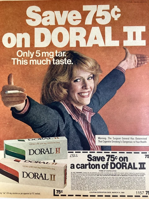 DORAL CIGARETTES PRINT Ad 1979 Atlanta AJC Pretty Girl £8.60 - PicClick UK