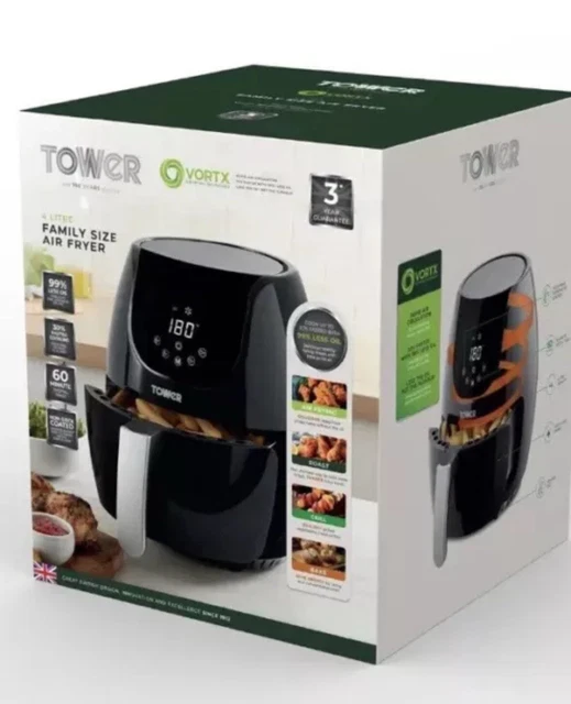 TOWER T17067 1400W Vortex 4L Digital Air Fryer in Black £42.31 ...