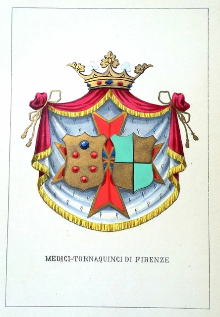 1901 ARALDICA STEMMA Famiglia Medici Tornaquinci Firenze EUR 19,99 ...
