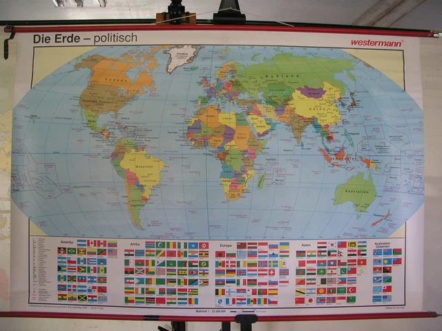 THE EARTH POLITICAL Countries Flags World Map 1992 Schul-Wandkarte 140x95cm $189.00 - PicClick AU
