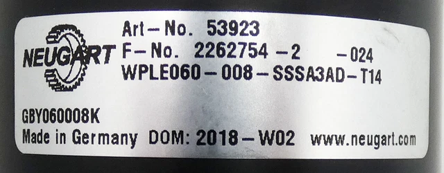 NEUGART / SCHNEIDER Electric GBY060008K WPLE060-008-SSSA3AD-T14 i=8 ...