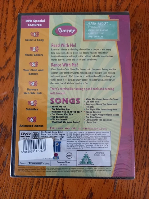 BARNEY READ WITH Me Dance With Me Dvd Sealed Dvd £9.49 - PicClick UK