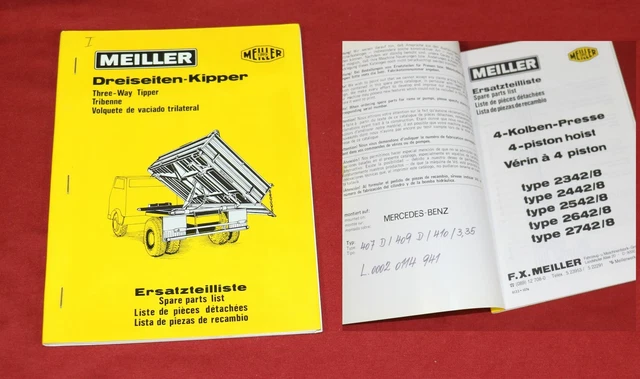 ERSATZTEILLISTE MEILLER 3 Seiten Kipper Dreiseitenkipper auf Mercedes L ...