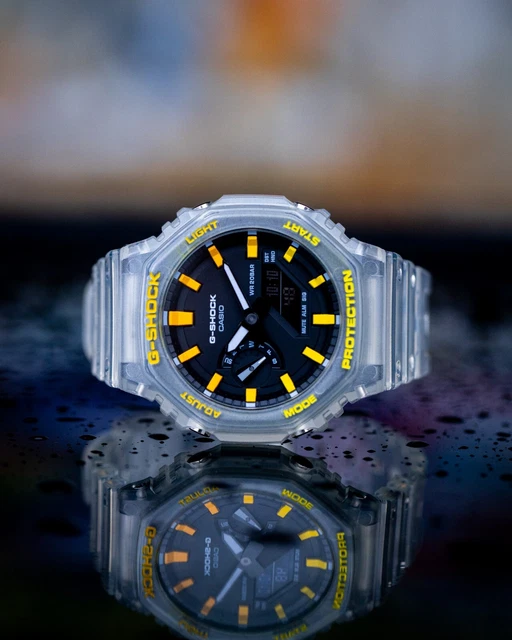 HAND-PAINTED CASIO GSHOCK GA2100 Mod Yellow - Jellyfish Wrist watch ...