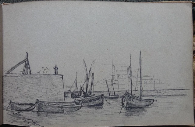 LOUIS ROCHE-CARNET DE Dessins Originaux-Fusain-Chateau Coudray-Salbart ...