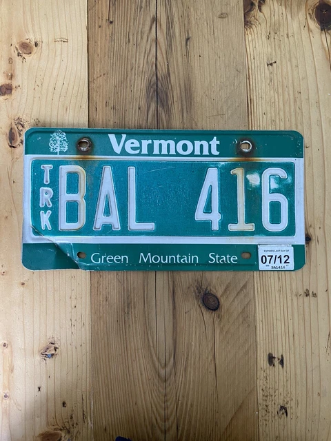 VINTAGE VERMONT GREEN Mountain State US Car License Number Plate TRK ...