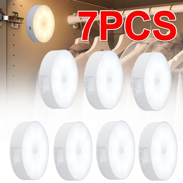 7X LED MOTION Sensor USB Rechargeable PIR Light Cabinet Stair Night ...