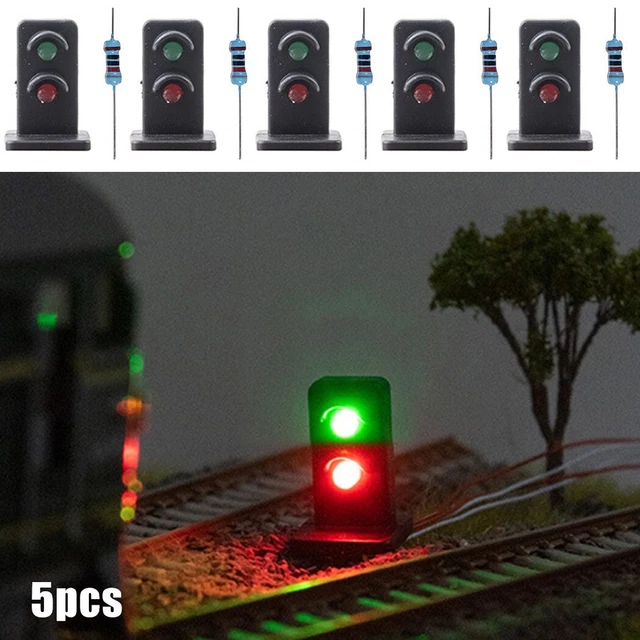 SET OF 5 Pcs OO HO Gauge 20mm LEDs Made Green, Red Dwarf Signals 2 ...
