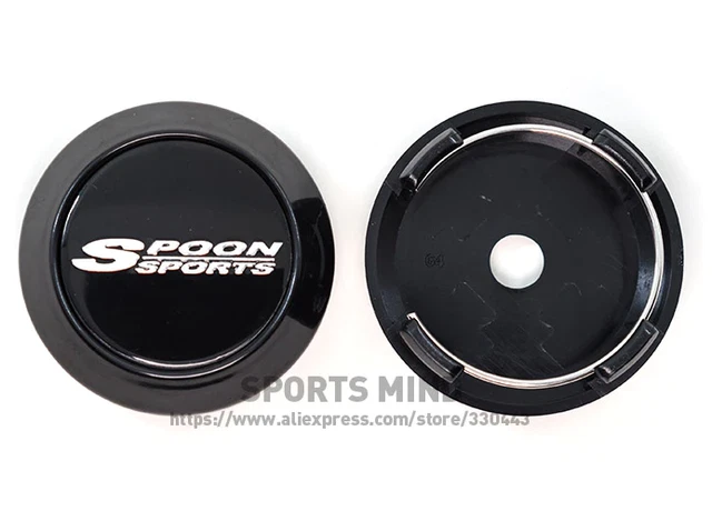 4X64MM SPOON SPORTS Black Decals Wheel Center Caps Emblems Rim Caps ...