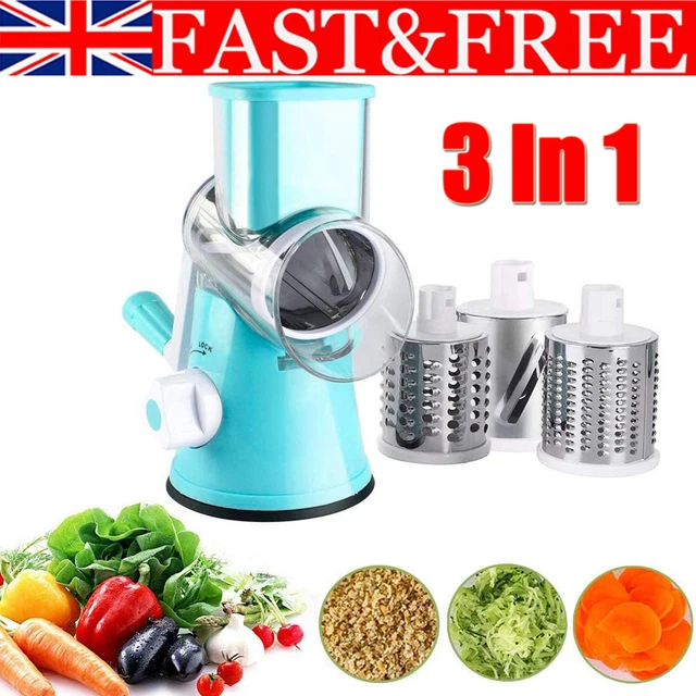 KITCHEN VEGETABLE FOOD Shredder Rotary 3 IN 1 Grater Chopper Slicer ...