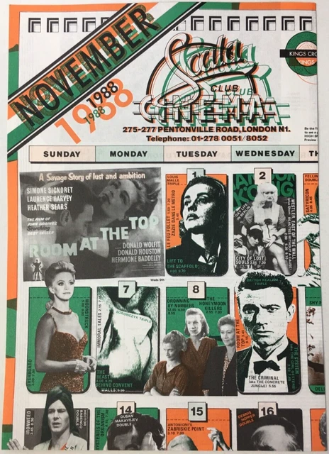 SCALA CINEMA CLUB London November 1988 16"x23" 8pp Folded Programme ...