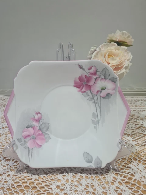 A SHELLEY CAKE PLATE, REGENT SHAPE, Pink Dog Rose Pattern 12275 c.1930s ...
