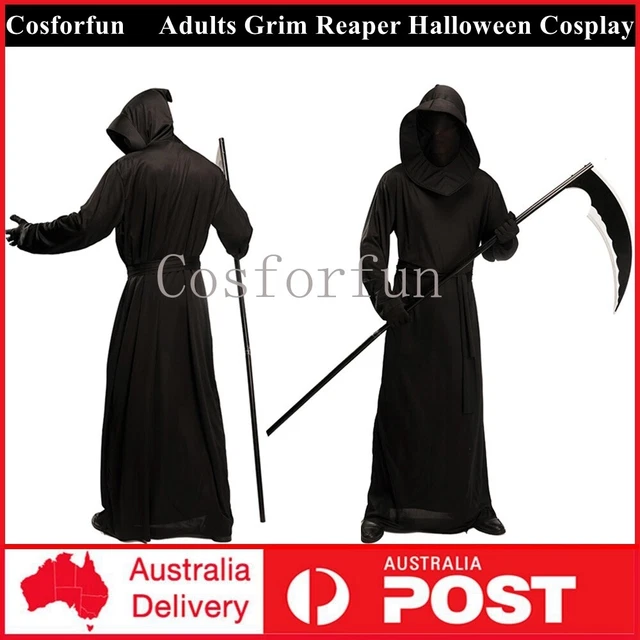 ADULT GRIM REAPER Christmas Cosplay Party Costume Cloak+Headgear+Belt ...