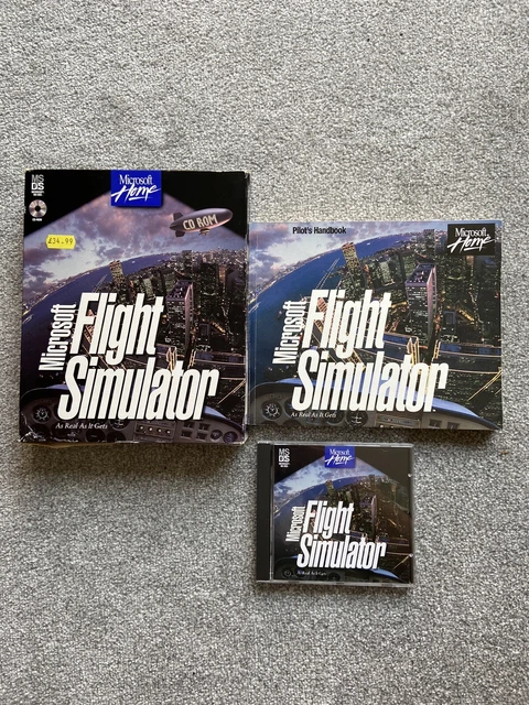 MICROSOFT FLIGHT SIMULATOR 5.1 Big Box for MS-DOS on CD-ROM with Manual ...