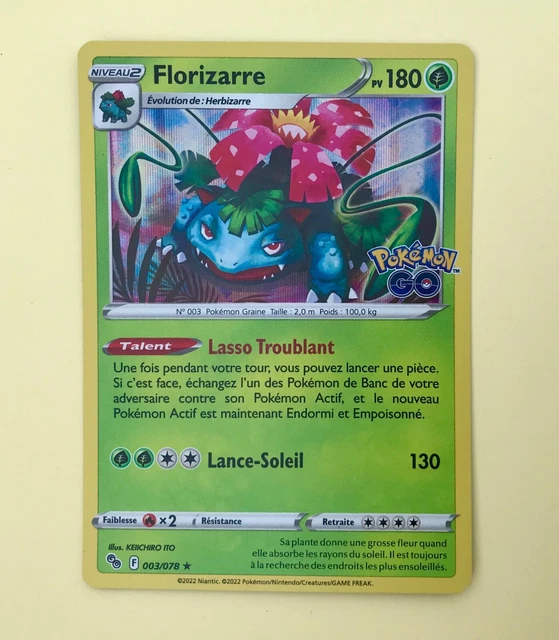 CARTE POKÉMON «FLORIZARRE» 003/078 HOLO - POKÉMON GO - NEUF FR EUR 1,00 ...