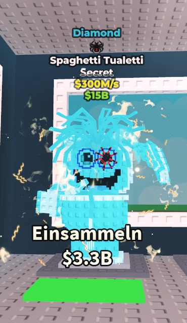 SPAGHETTI TUALETTI DIAMOND 300m Per Sec Steal a Brainrot EUR 52,00 ...