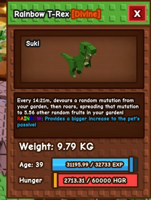 RAINBOW T-REX 🦖TREX🌈 Grow A Garden🪴 🎮Roblox In Game Item $22.00 ...