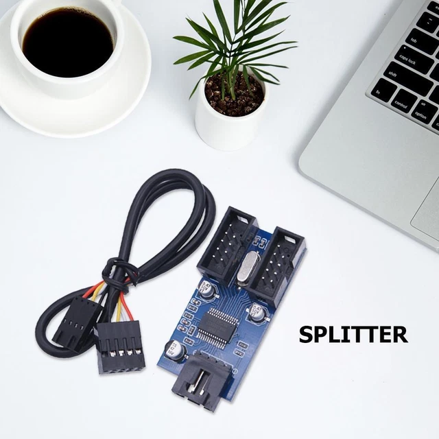 DESKTOP COMPUTER MOTHERBOARD 9Pin USB Header Splitter 1 to 2 Port ...