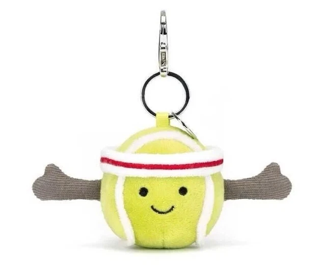 AUTHENTIC JELLYCAT AMUSEABLE Keychain - Tennis Ball Design with Dust ...