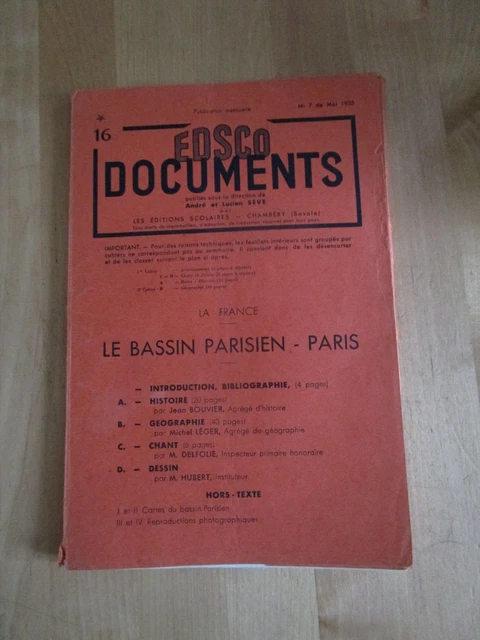 DOCUMENTS ANCIENS EDSCO - La France Le bassin Parisien N°7 - 1955 EUR 0 ...