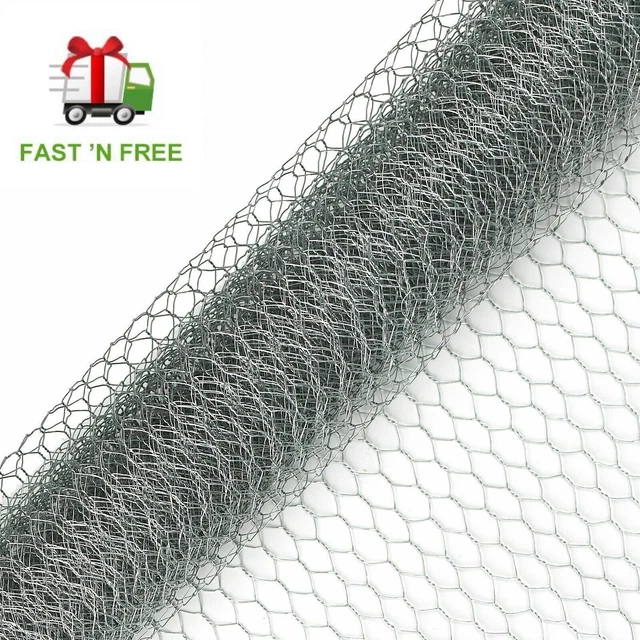 GALVANISED CHICKEN WIRE Mesh Netting Rabbit Cage Aviary Fence Plant Net ...
