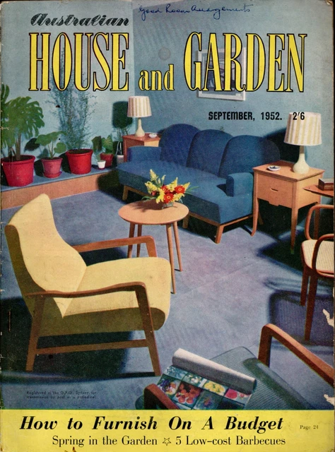 AUSTRALIAN HOUSE & Garden - September 1952 - 1950s mid-century vintage ...