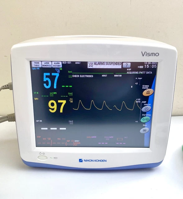 NIHON KOHDEN VISMO *TOUCHSCREEN* PATIENT MONITOR + TG-980P Co2 SENSOR ...