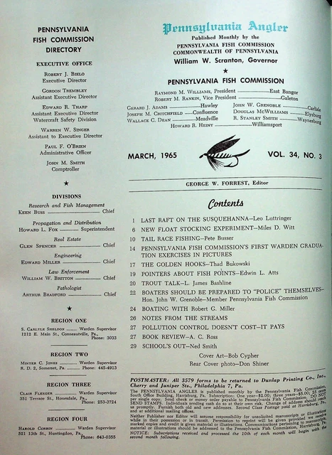 VINTAGE PENNSYLVANIA ANGLER Magazine March 1965 Fishing Cover ...