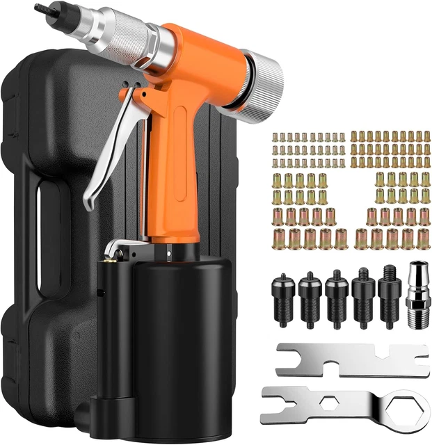 RIVETTATRICE PNEUMATICA CON 100Pz Inserti Filettati 1/4" Rivettatrice Ad Aria Pr EUR 193,36 ...