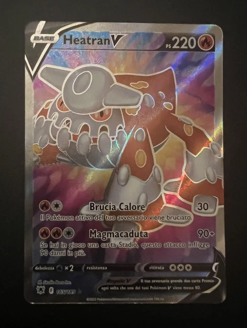 CARTE POKEMON ITALIANO Heatran V Full Art Ultra 165/189 Lucentezza ...