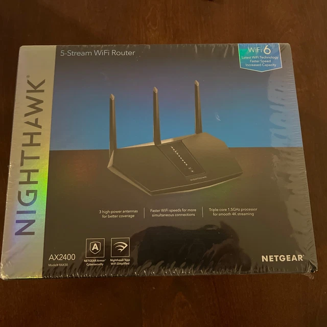 NETGEAR NIGHTHAWK AX2400 5-Stream WIFI 6 Router RAX30-100NAS, Brand New ...