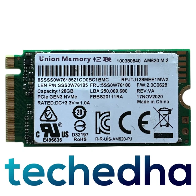LENOVO UNION MEMORY 128GB PCIe Gen3 NVMe 2230 Laptop SSD Solid State ...