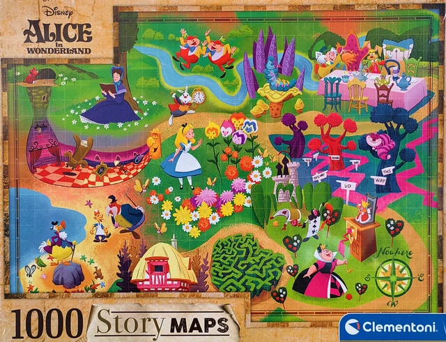 PUZZLE STORY MAPS Alice In Wonderland Disney 1000 Piece Clementoni £16. ...