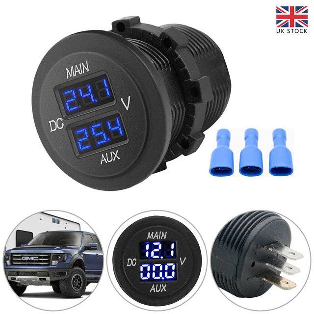 12V/24V LED DUAL Voltmeter Voltage Gauge Battery Monitor Panel for Car ...