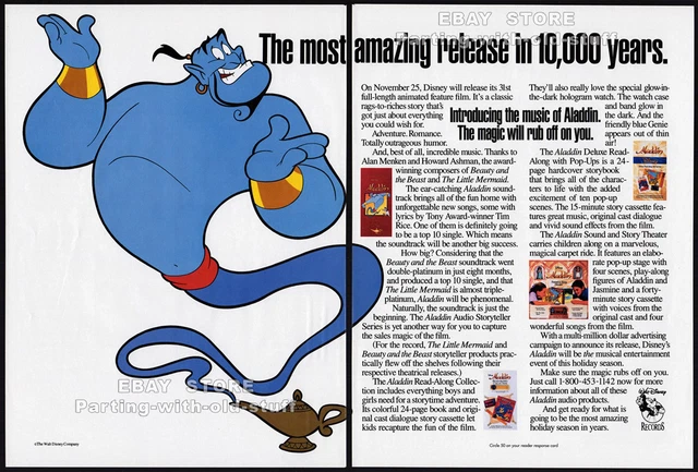 DISNEY ALADDIN__READ-A-LONG COLL.__ORIG. 1992 Toy Trade print AD promo ...