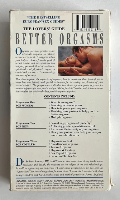 THE LOVERS GUIDE - Better Orgasms (Dr. Andrew Stanway) Used VHS, Read Cond. $22.49 - PicClick CA