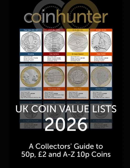 UK COIN VALUE Lists 2024 A Collectors Guide to 50p £2 and A Z 10p Coins ...