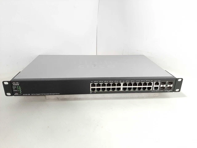 CISCO SG500-28P WITH Brackets Cisco 28-Port Gigabit PoE Managed Switch ...