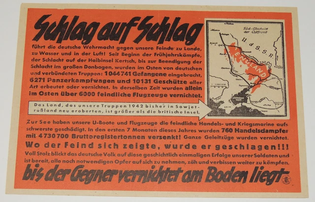 ANTI NAZI WW2 British Propaganda Airplane Leaflet document RAF USAF ...