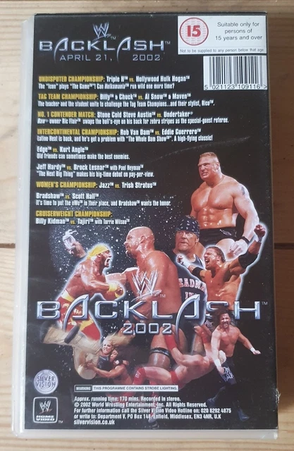 WWF BACKLASH 2002 VHS Video Tape PAL WWE WCW AEW Wrestling NWO TNA HHH ...