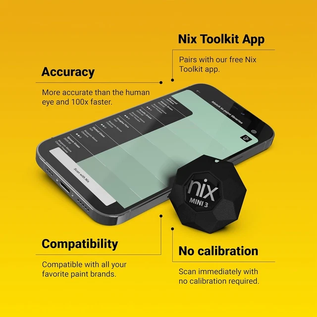 NIX MINI 3 Color Sensor Colorimeter Matching Tool Identify Paint Values ...