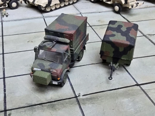 ROCO MINITANKS,MERCEDES UNIMOG ,bw gesupert,kennzeichen/decals,1:87,H0 ...