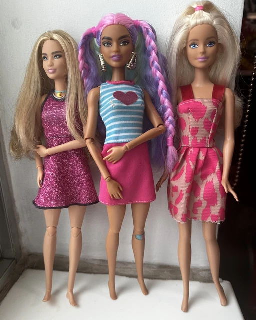 LOT OF 3 Barbie Dolls! HBC stripes,extra #5, Fashionista 148 On yoga ...