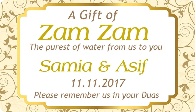 10 PERSONALISED GLOSSY Zam Zam Water Stickers,Labels Any Colour To ...
