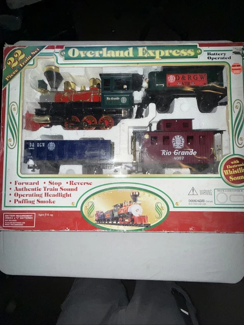 OVERLAND EXPRESS RIO Grande 22 Piece Train Set Battery Operated Lights ...