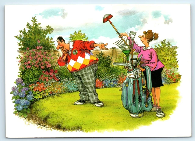 POSTCARD GOLF GARDENING Humour Comic Risque - Funny Side Of Life His N ...