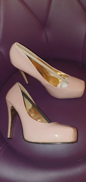 WOMENS LADIES NUDE Concealed Platform Stiletto 7 High Heels Party Court ...